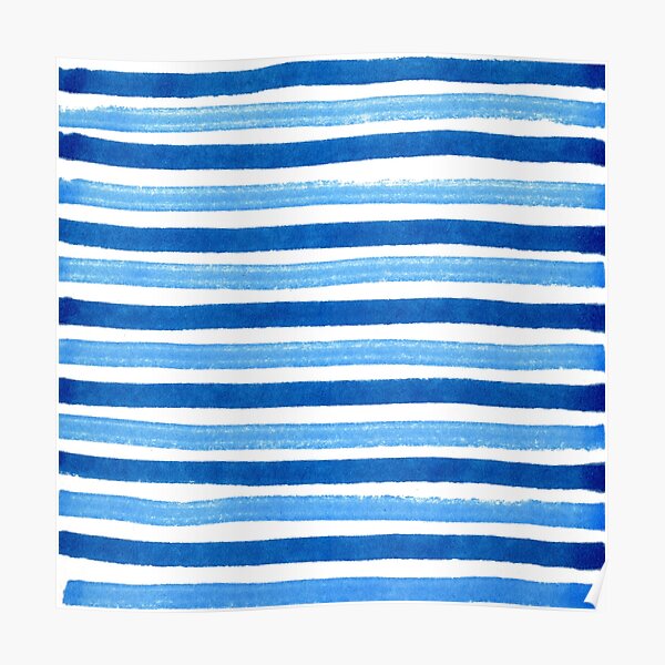 Póster «Rayas azules horizontales - patrón de rayas azules y blancas ...