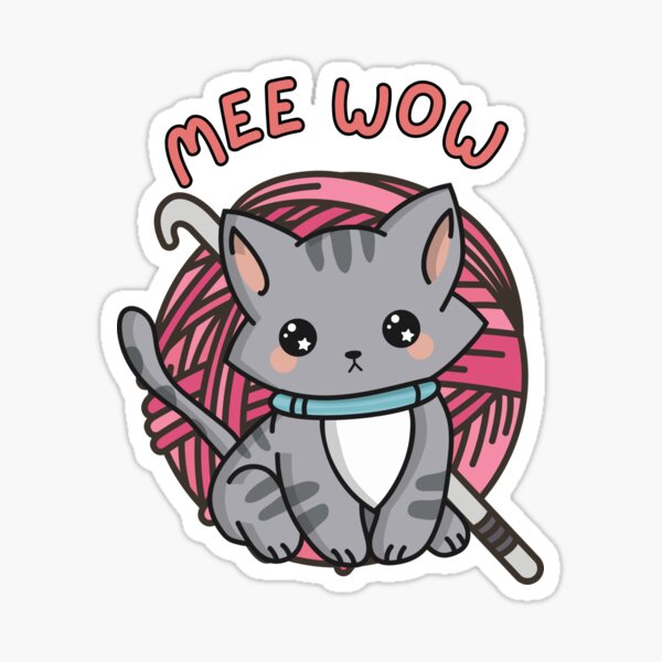 "Cute Cat Mewow " Sticker for Sale by Eira-Designs | Redbubble