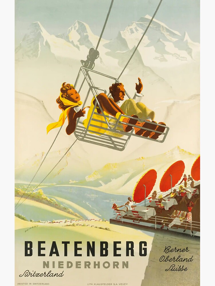 "Beatenberg vintage ski resort poster " Sticker for Sale by heymate ...
