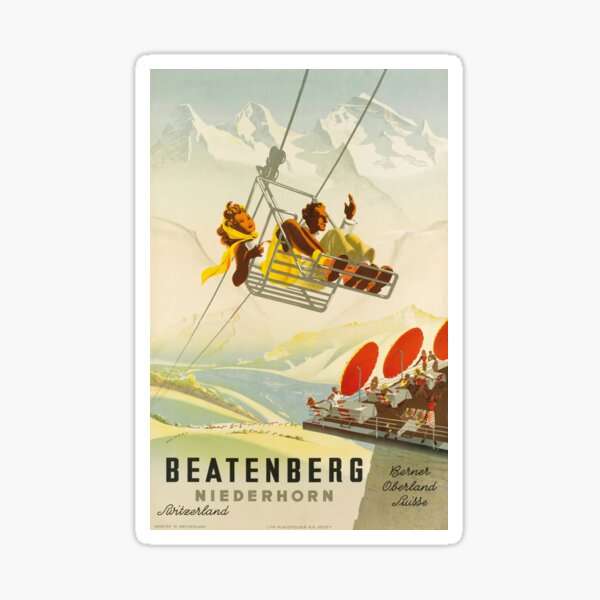 "Beatenberg vintage ski resort poster " Sticker for Sale by heymate ...