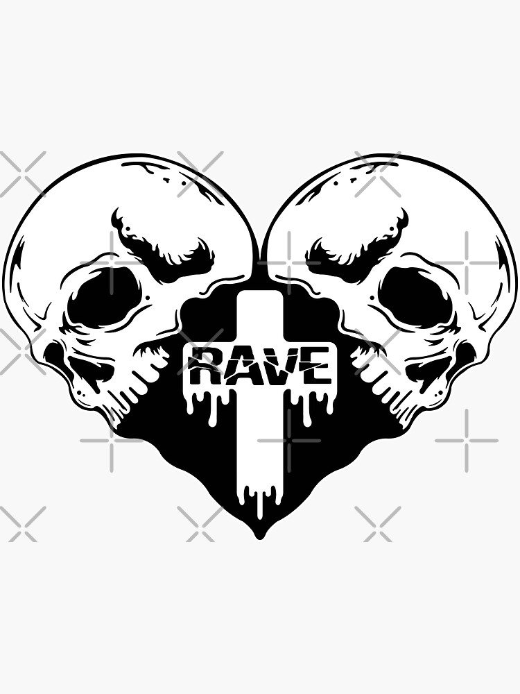 "Skull Heart Rave" Sticker for Sale by brugesilustra | Redbubble