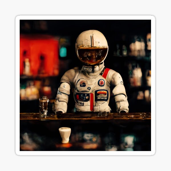 "Astronaut at the bar #2" Sticker for Sale by danielbonavita | Redbubble