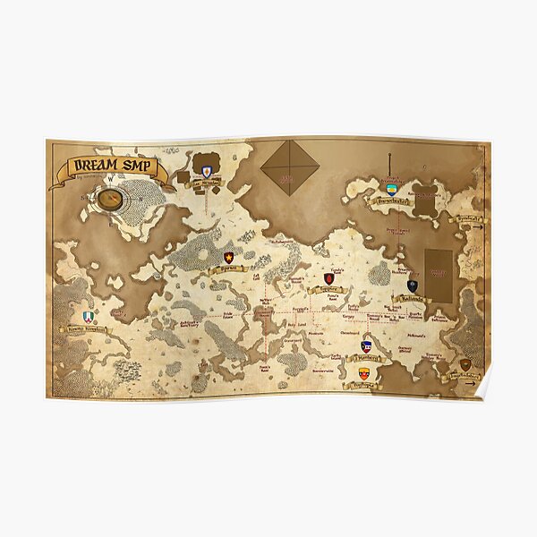 "Dream SMP | World Map" Poster for Sale by aweirdlisa | Redbubble