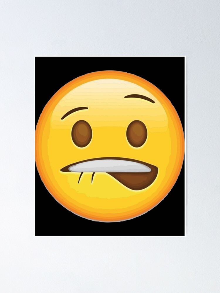 "Bite Lip Emoji " Poster for Sale by CottagePrinter | Redbubble