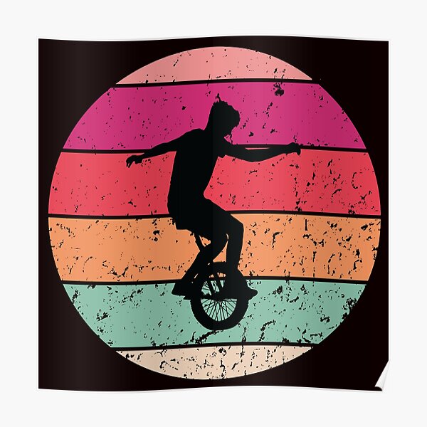 "Vintage Retro Unicycle, Unicycle Rider, Funny Unicycle" Poster for ...