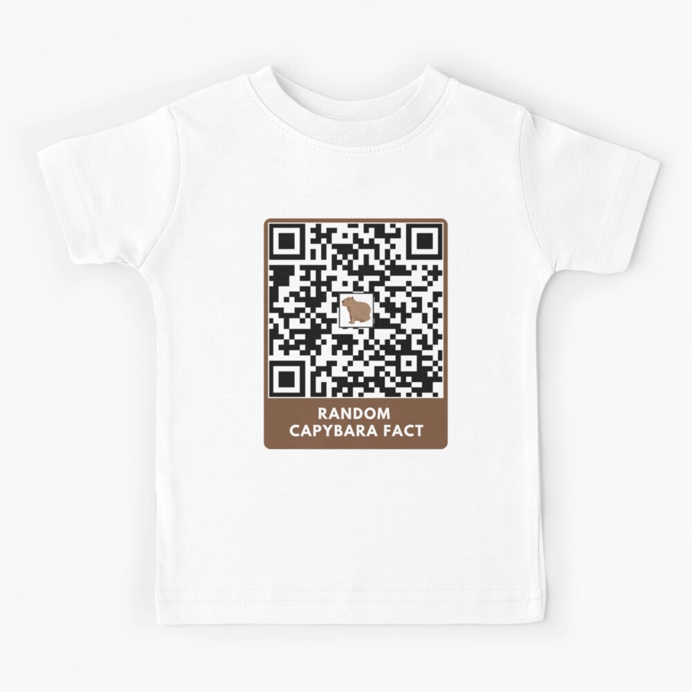 " Random capybara fact qr-code. Random capybara" Kids T-Shirt for Sale ...
