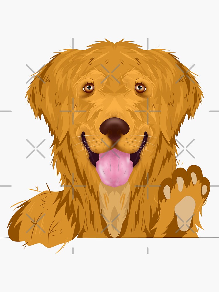 "Cute Red Dog Waving Hand" Sticker for Sale by MariRiUA | Redbubble
