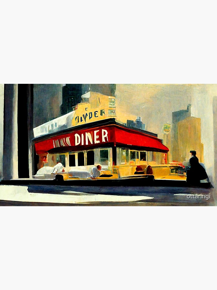 "Edward Hopper Inspired Diner Painting" Poster for Sale by ottaringi ...