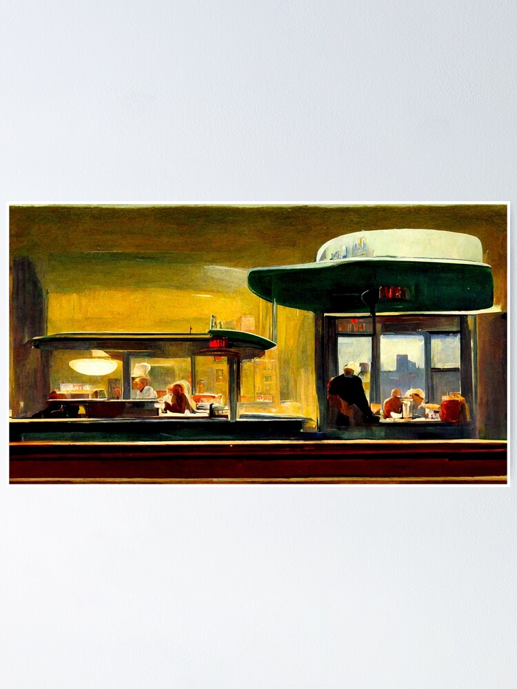 "Edward Hopper Inspired Diner Painting" Poster for Sale by ottaringi ...