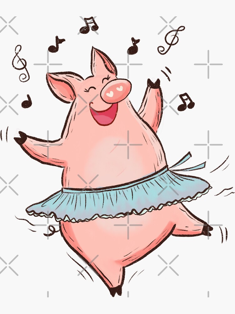 "Pig dancing " Sticker for Sale by Motto5682 | Redbubble