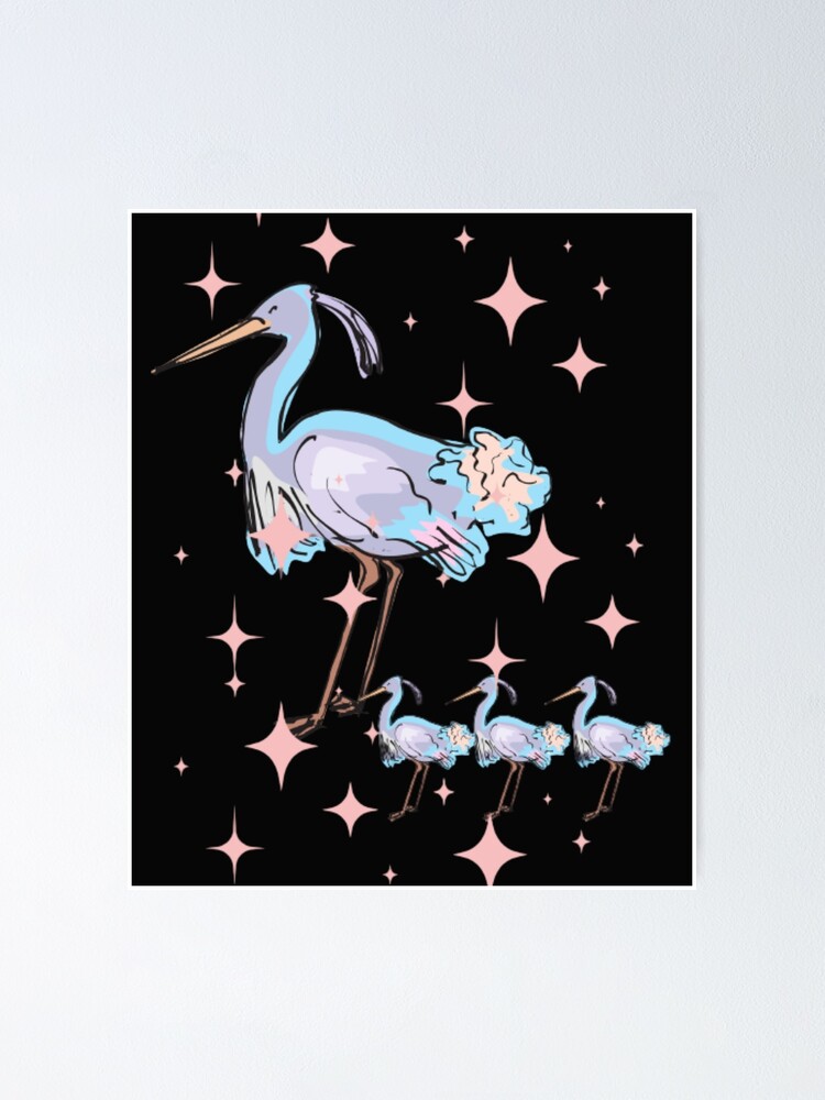 "Cute Stork Mom And Babies" Poster for Sale by artisticoshop | Redbubble