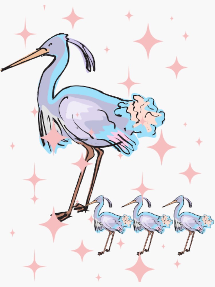 "Cute Stork Mom And Babies" Sticker for Sale by artisticoshop | Redbubble
