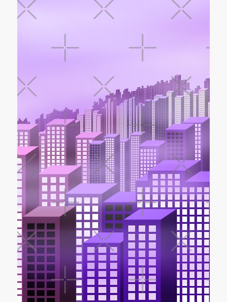 "unorganized buildings minimalist style purple aesthetic city ...