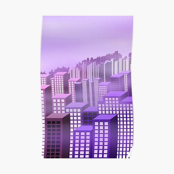 "unorganized buildings minimalist style purple aesthetic city ...