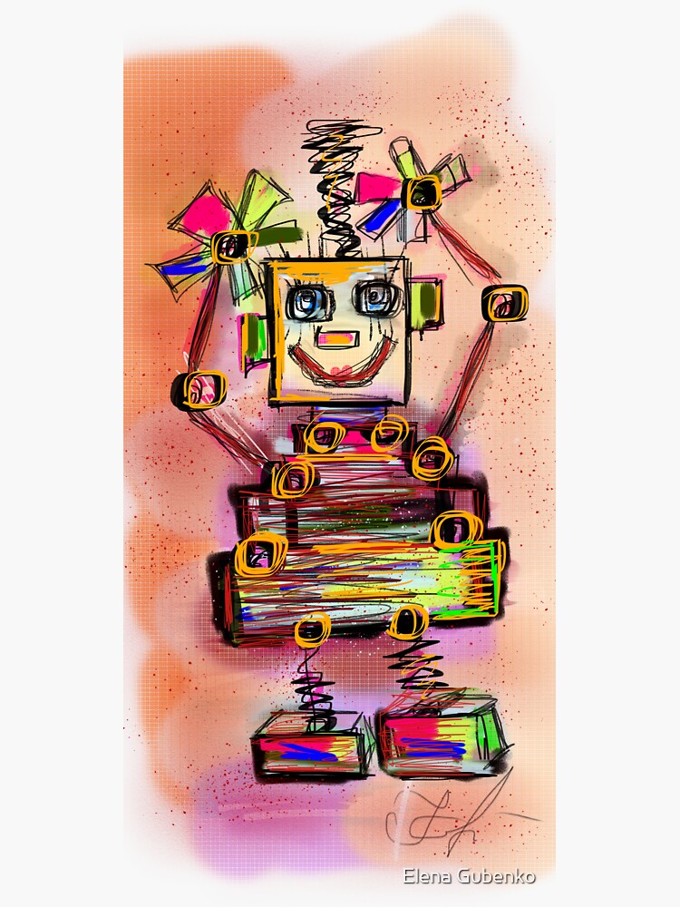 "Robot Tim" Sticker for Sale by Gubenko | Redbubble