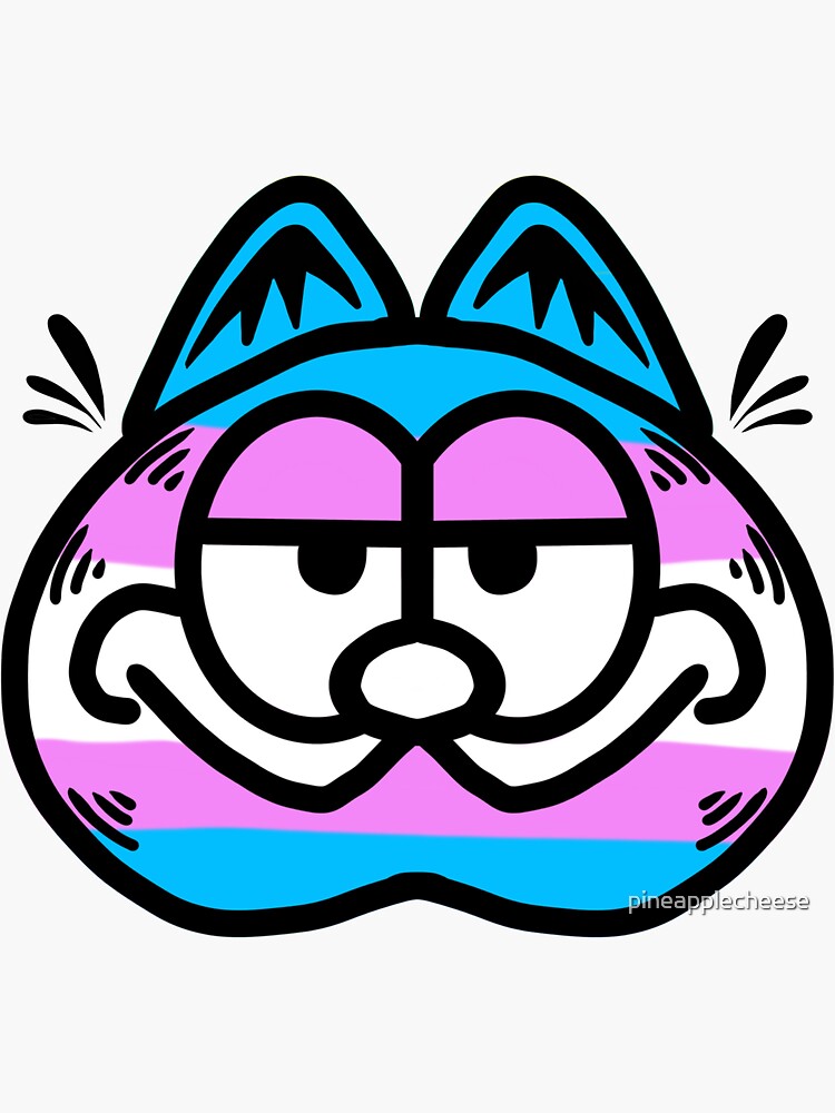 "Trans pride Garfield " Sticker for Sale by pineapplecheese | Redbubble