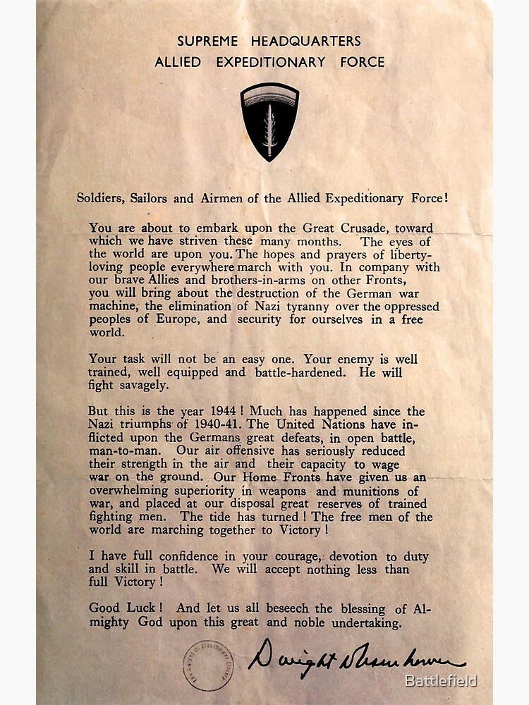 D Day Landing WW2 Memorabilia Letter to Letter from Supreme Allied ...