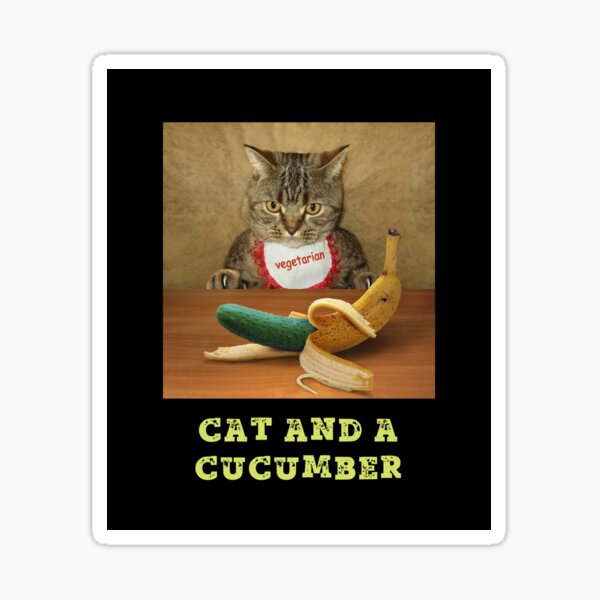 "Cat And Cucumber" Sticker for Sale by CorneliusDesign | Redbubble