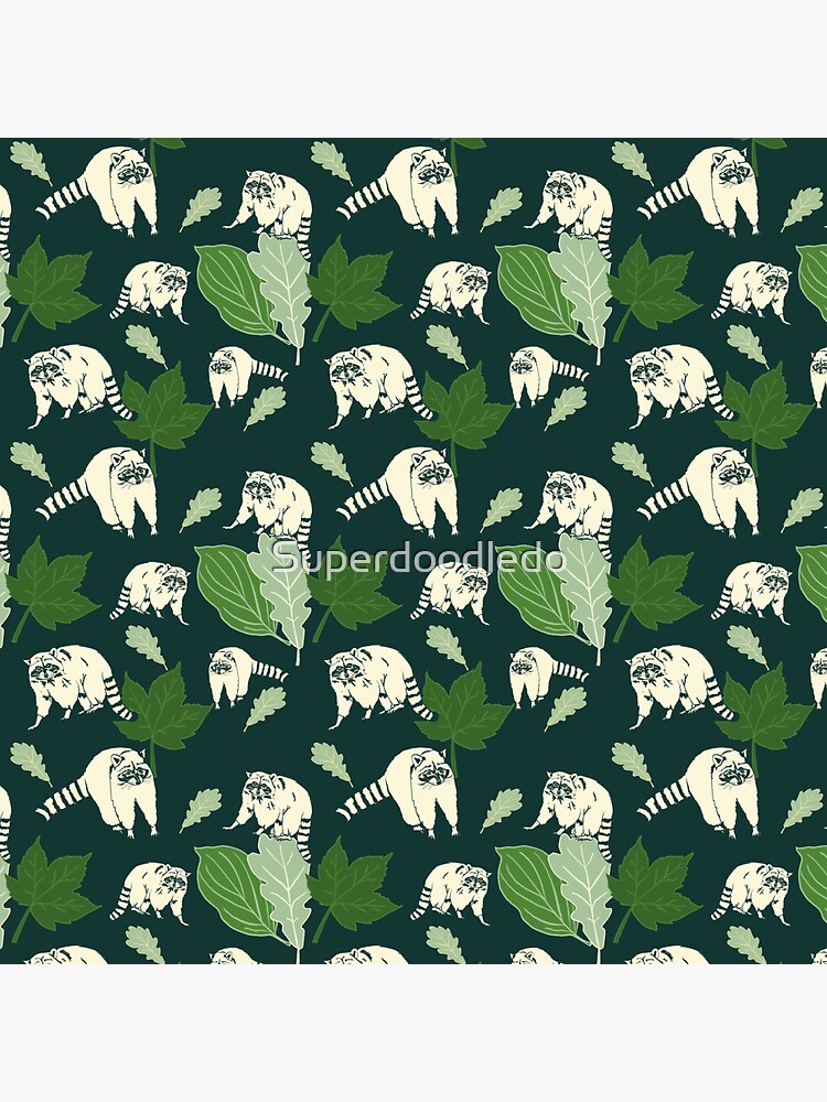 "Dark green raccoon on a woodland walk" Sticker for Sale by ...