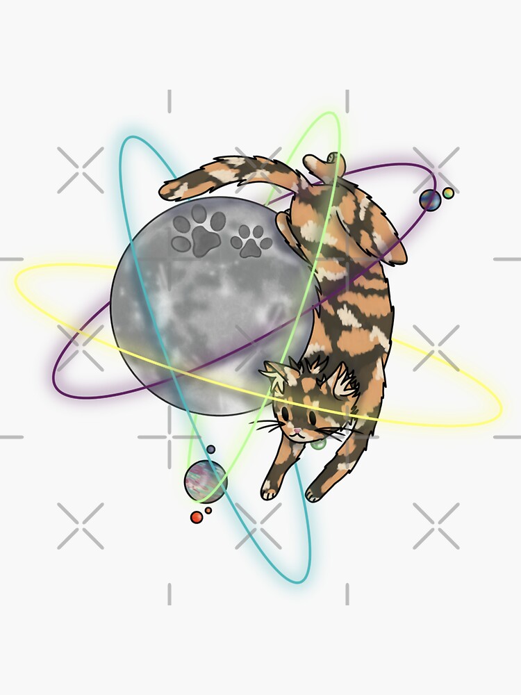 "Neko & Moon (Light Blue)" Sticker for Sale by SpaceWuff | Redbubble