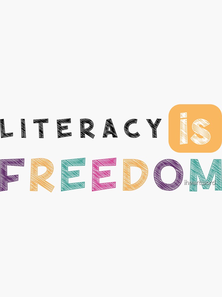 "Literacy is Freedom Rainbow Chalk" Sticker for Sale by iheartword ...