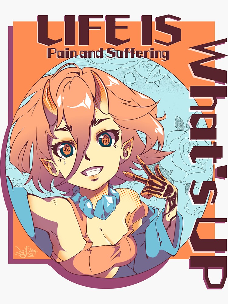 "Retro Anime Pain and Suffering Demon" Sticker for Sale by BeautifulPie ...