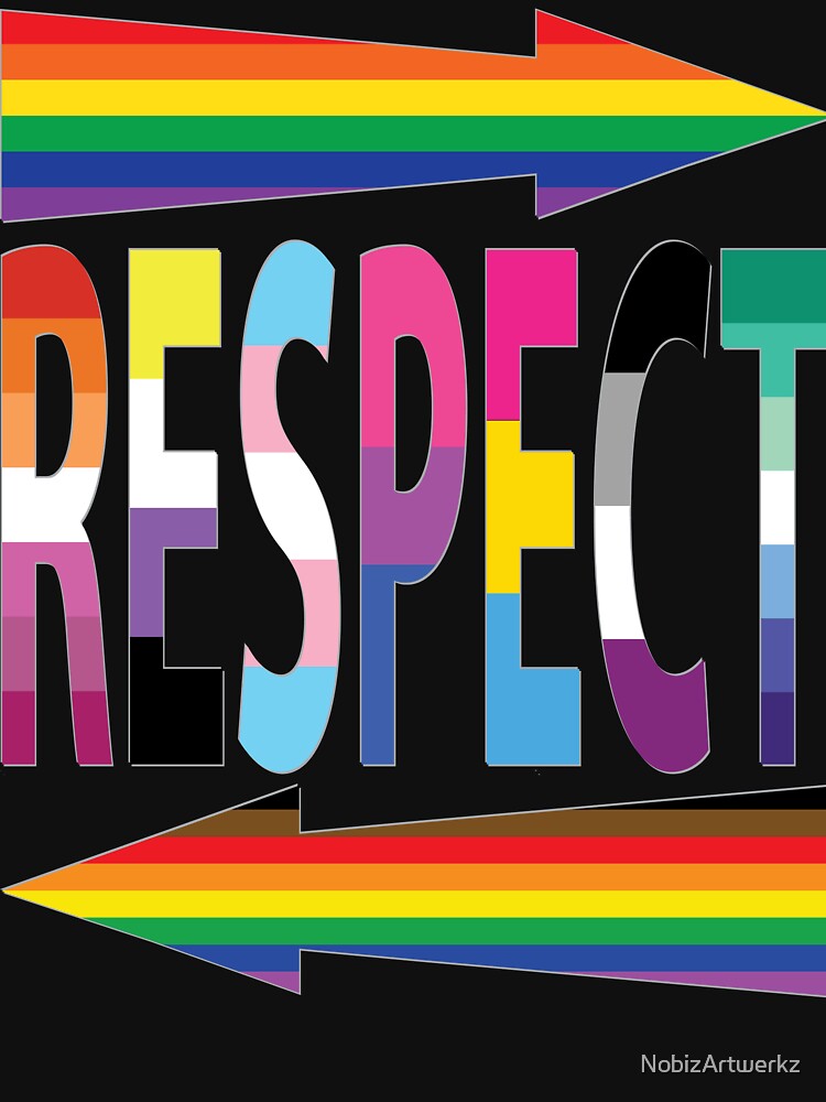"LGBTQIA+ pride flags with arrows saying RESPECT" T-shirt for Sale by ...