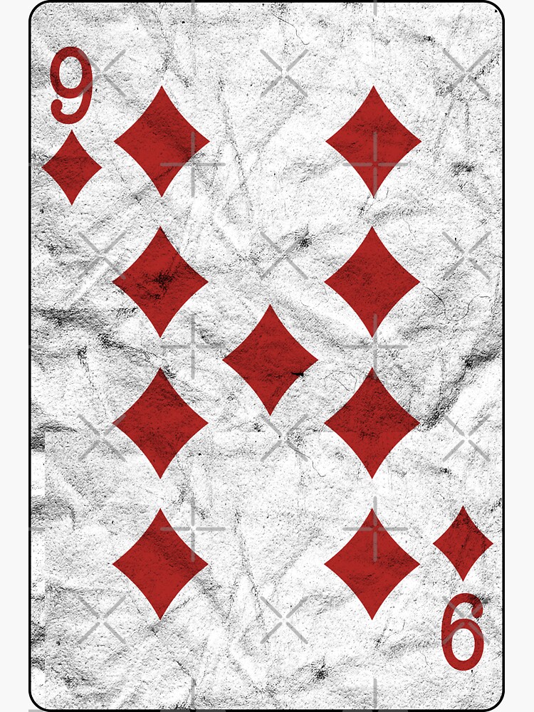 "Playing Cards 9 of Diamonds (distressed design)" Sticker for Sale by ...