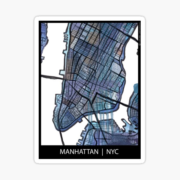 "Manhattan, NYC" Sticker for Sale by abstractmaps | Redbubble