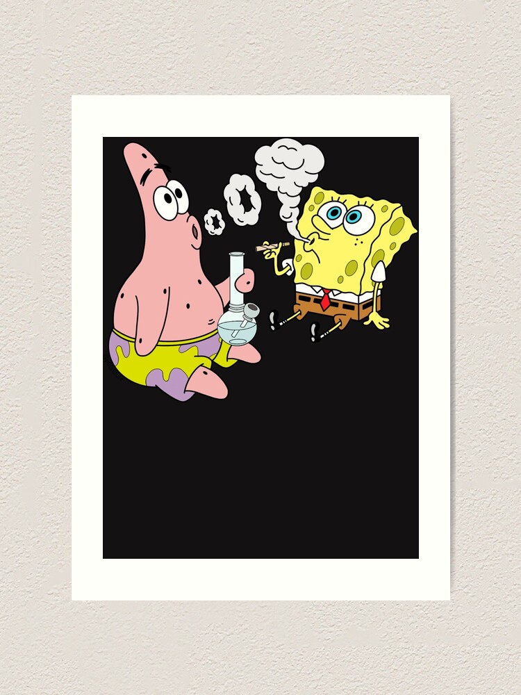 "Spongebob And Patrick Smoking Weed Cannabis Cartoon Art " Art Print ...
