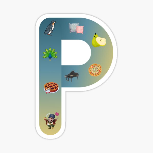 Pegatina «Alfabeto azul infantil letra P con imágenes» de Georga1960 ...