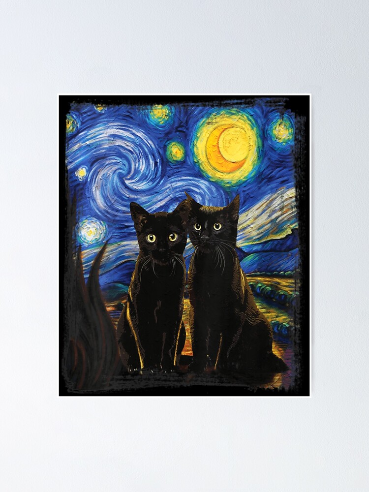 Sternennacht Vincent Van Gogh Berühmte Malerei Schwarze Katzen Poster Entworfen Und Verkauft Von ...