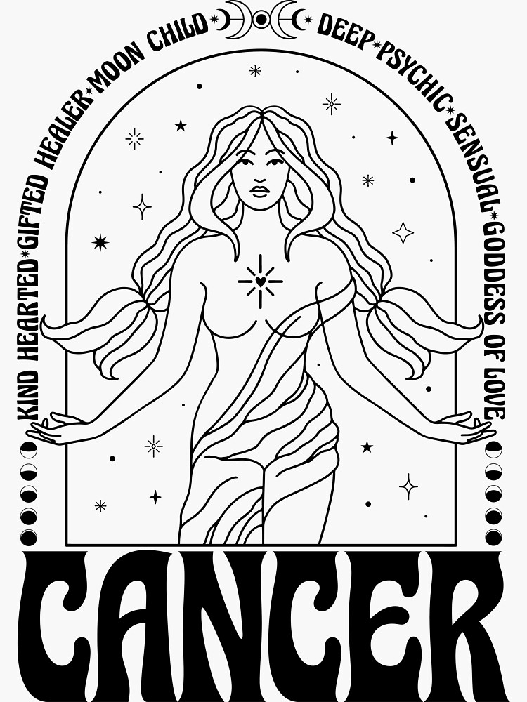 "Cancer Zodiac (Goddess of Love)" Sticker for Sale by wolfandbird ...