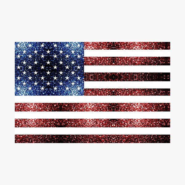 "USA flag red blue faux sparkles glitters" Photographic Print by ...