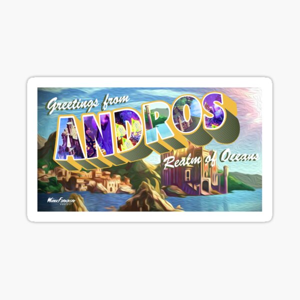 "Andros Realm of Oceans | HOME-REALMS Postcard Collection" Sticker for ...