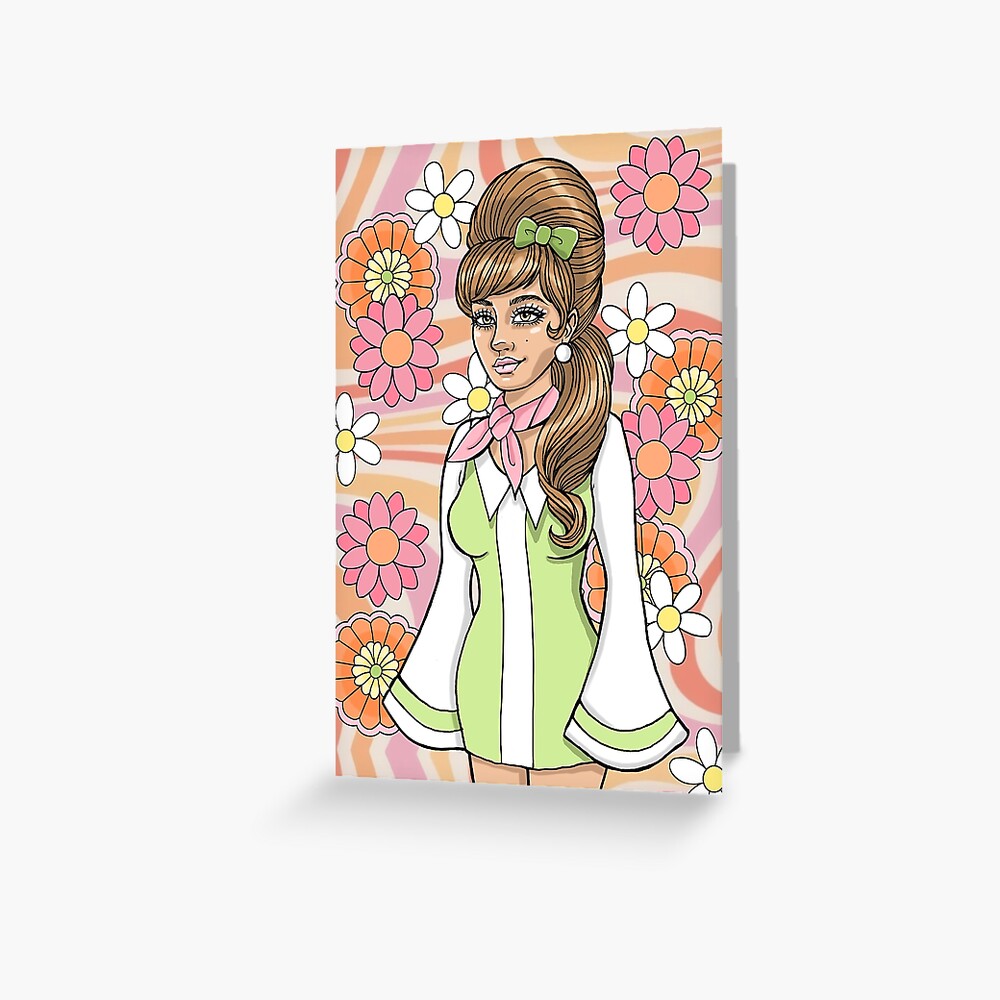 "Retro 60s Style Spring Woman" Greeting Card for Sale by Marikokonno ...