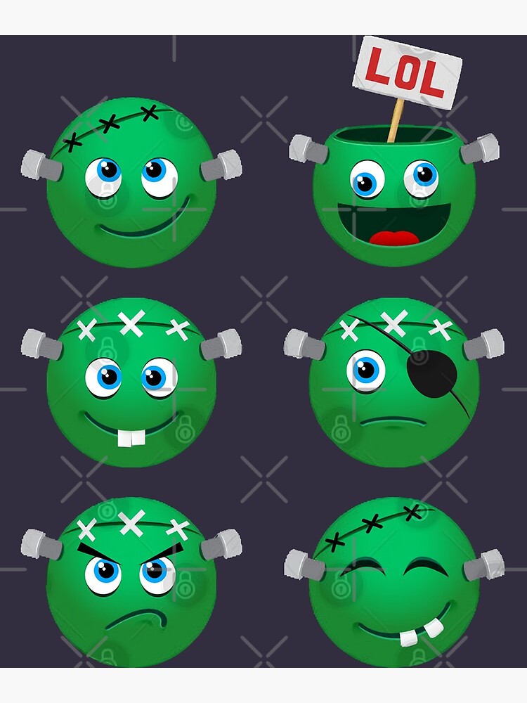 For Men Women Frankenstein Emoji for Spooky and Scary Halloween Fun ...