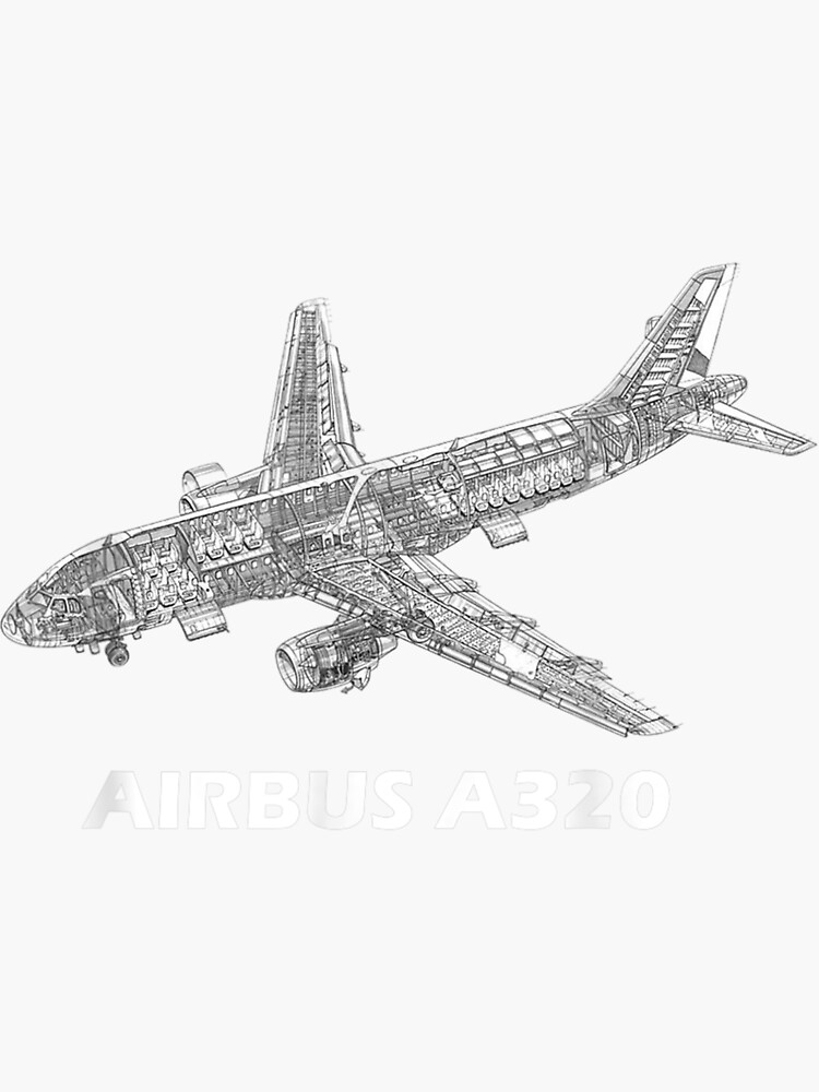 "Airbus A320 jet airplane cutaway aviation pilot gift" Sticker for Sale ...