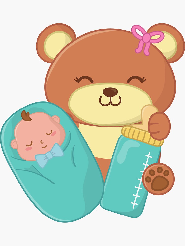 "Teddy bear with little baby" Sticker for Sale by SweetKidsDesign ...