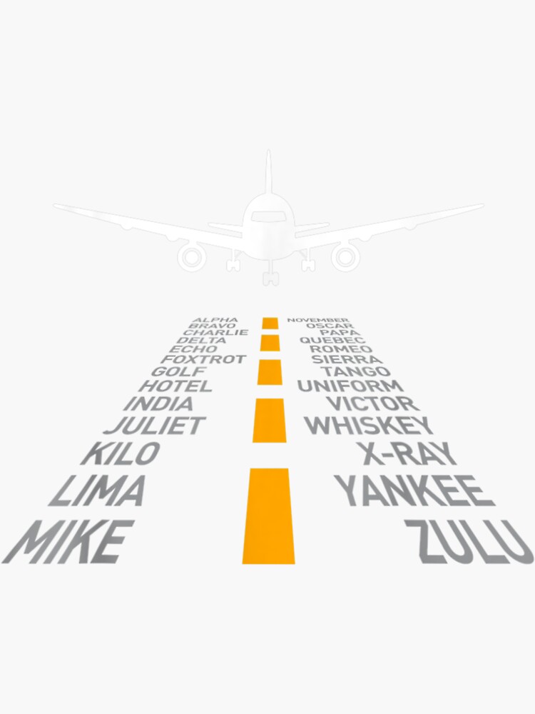 "Airplane Pilot Gifts Airport Runway Phonetic Alphabet Plane" Sticker ...