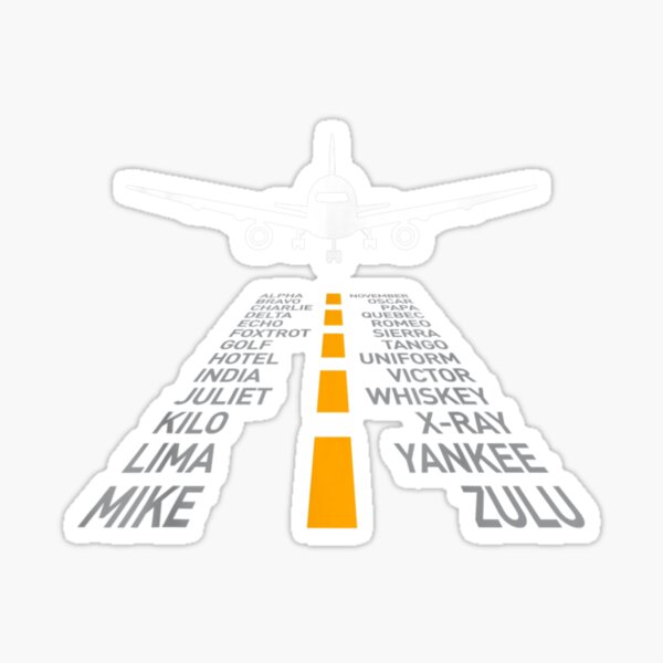 "Airplane Pilot Gifts Airport Runway Phonetic Alphabet Plane" Sticker ...