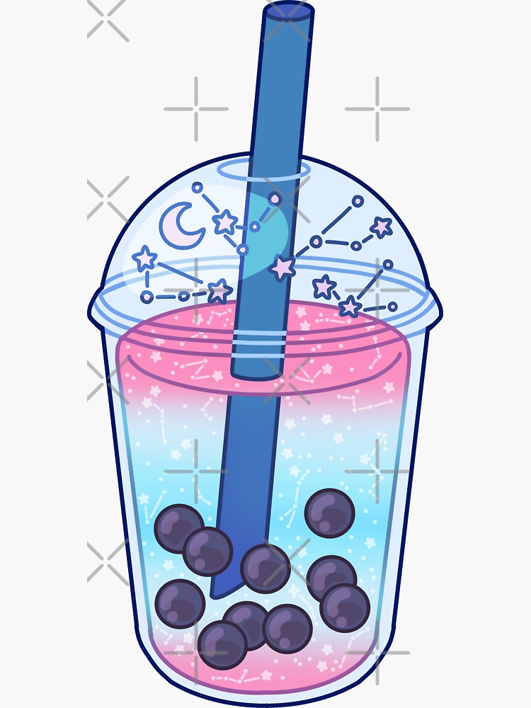 "Blue Raspberry Galaxy Boba Tea" Sticker for Sale by olivks | Redbubble