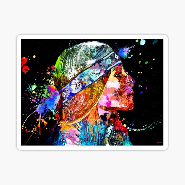 "Native American Woman" Sticker by danieljanda | Redbubble