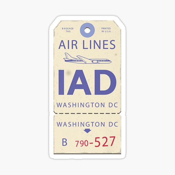 "Vintage Baggage Tag for Washington Dulles Airport - IAD Premium ...