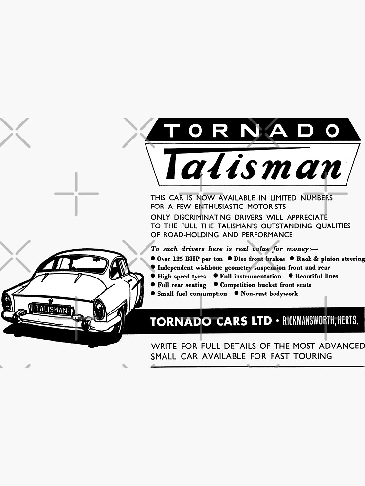 "TORNADO TALISMAN - ADVERT" Sticker for Sale by ThrowbackM3 | Redbubble