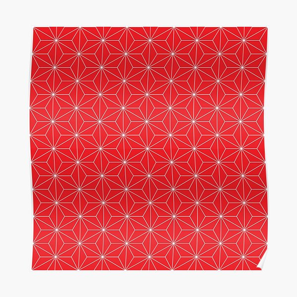 "Red Asanoha pattern. White Asanoha outline on red background. " Poster ...