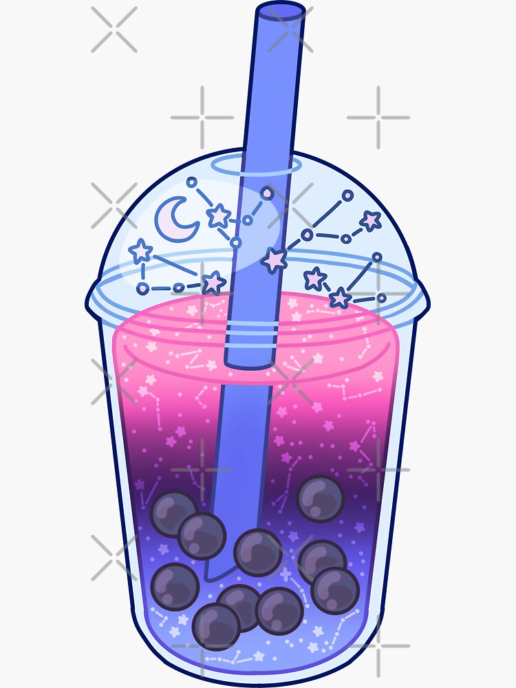 "Pink Sunset Galaxy Boba Tea" Sticker for Sale by olivks | Redbubble