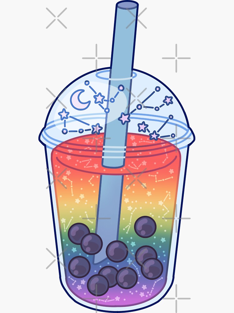 "Rainbow Galaxy Boba Tea" Sticker for Sale by olivks | Redbubble