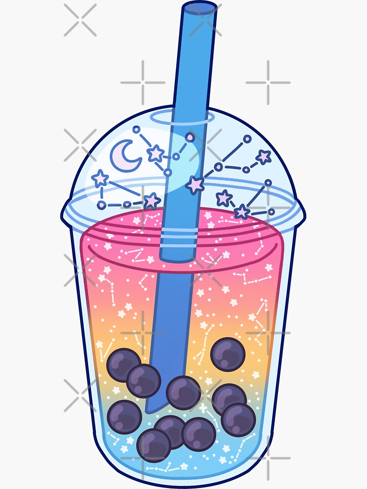 "Colorful Berry Galaxy Boba Tea" Sticker for Sale by olivks | Redbubble