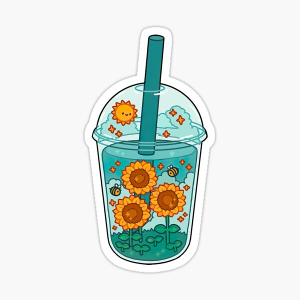 "Sunflower Boba" Sticker for Sale by LucianNight | Redbubble